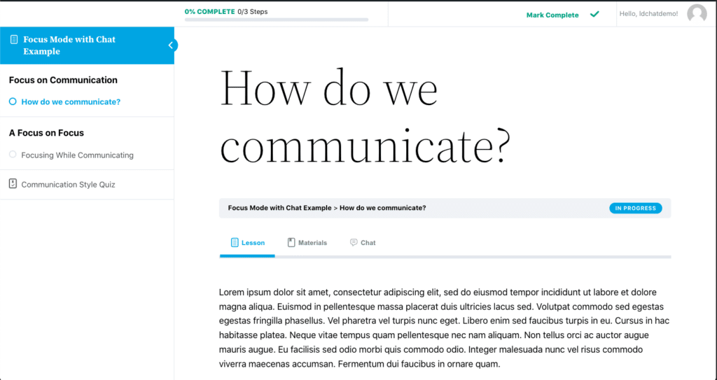 LearnDash Focus Mode & Messaging Documentation - Honors WP